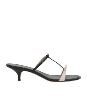 FERRAGAMO T-bar Kitten Heel Sandals - Gray