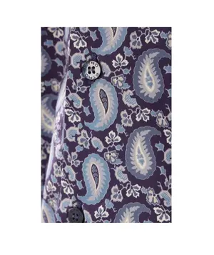 Etro Graphic-printed Curved Hem Shirt - Gray