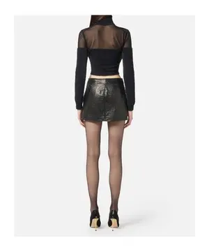 Elisabetta Franchi Sheer Turtle Neck Cropped Sweater