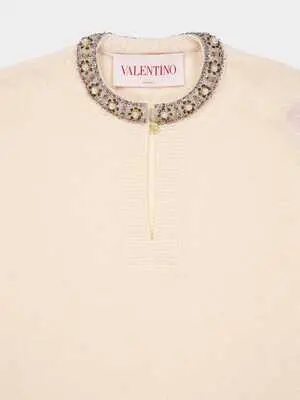 Valentino Garavani Embellished Long-sleeved Jumper - Birch
