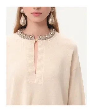 Valentino Garavani Embellished Long-sleeved Jumper - Birch