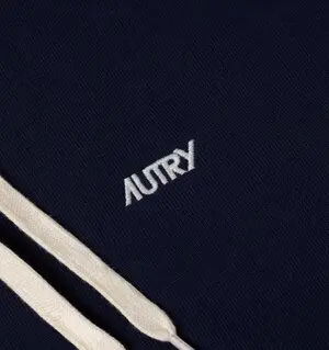 AUTRY Logo Embroidered Drawstring Hoodie - Blue