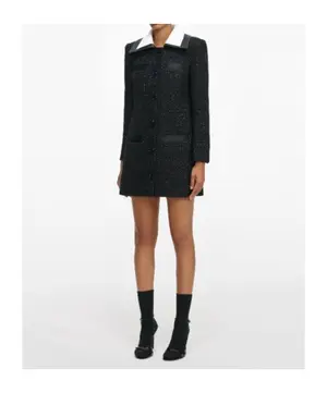 SELF-PORTRAIT Bouclé Mini Dress With Button Closure And Removable Shoulder Pads
