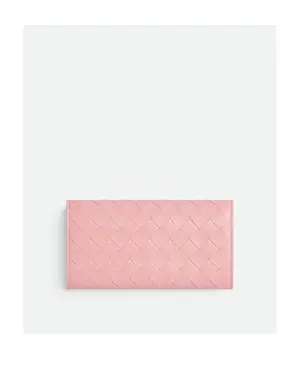 Bottega Veneta Intrecciato Large Flap Wallet - Pink