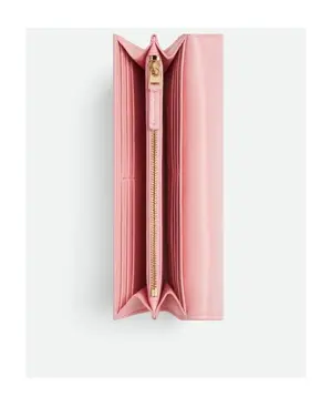 Bottega Veneta Intrecciato Large Flap Wallet - Pink