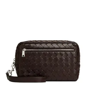 Bottega Veneta Intrecciato Zipped Wristlet - Fudge Color