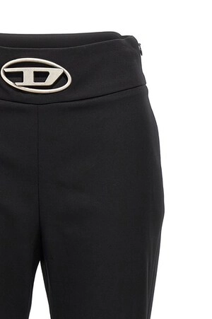 DIESEL® Logo Plaque Flare Pants - Black