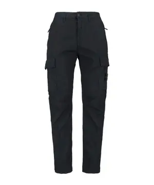 Stone Island Logo Patch Tapered-leg Trousers - Black