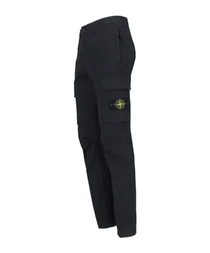 Stone Island Logo Patch Tapered-leg Trousers - Black
