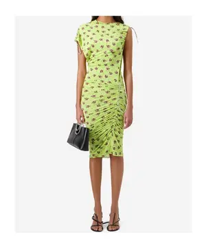 Coperni Lily Printed Adjustable Ruched Dress - Green