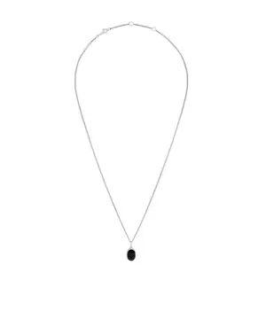 Celine Bevelled Necklace In Onyx And Sterling Silver With Rhodium Finish - Black/silver
