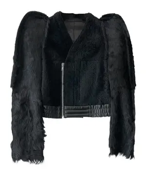 Rick Owens Zip-up Leather Jacket With Fur Accents - Black