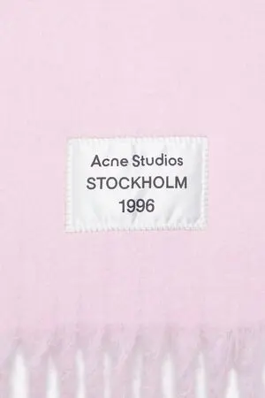 Acne Studios Logo Patch Fringed Scarf - Pink/lavender