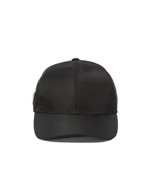 Prada Re-nylon Logo Plaque Baseball Hat - Black