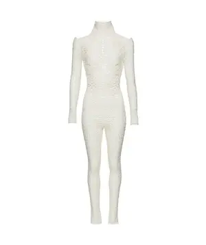 Magda Butrym Koniakow Lace High Neck Long Sleeve Jumpsuit - White