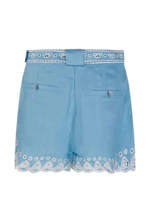 Farm Rio Embroidered Belted Shorts