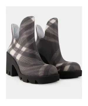 Burberry Check Pattern Slip-on Boots