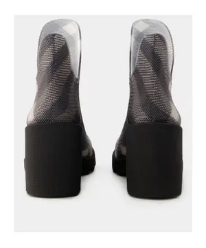 Burberry Check Pattern Slip-on Boots
