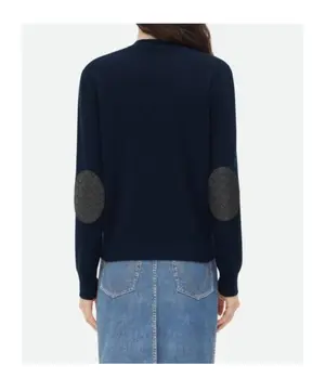 Bottega Veneta Intrecciato Leather Patches Jumper - Black