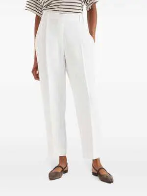 Brunello Cucinelli High-waist Cropped Pleated Trousers