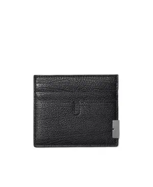 Burberry Grained-texture Logo Engraved Cardholder - Black