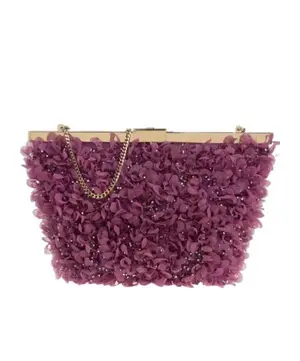 JIMMY CHOO Satin Clutch Bag With Floral Embellishments