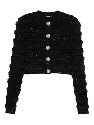 Balmain Long-sleeved Buttoned Sweater - Black