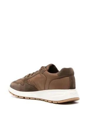 Prada Round Toe Lace-up Sneakers - Brown