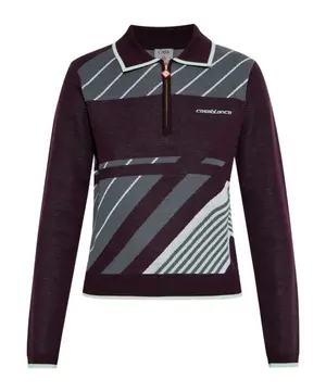 Casablanca Diagonal Tennis Long Sleeve Polo Shirt - Black