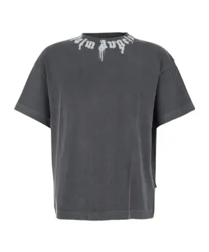 Palm Angels Neck Logo Printed Crewneck T-shirt