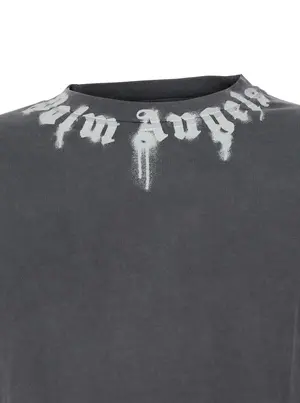 Palm Angels Neck Logo Printed Crewneck T-shirt