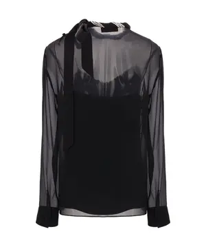 Gucci Embellished Sheer Blouse