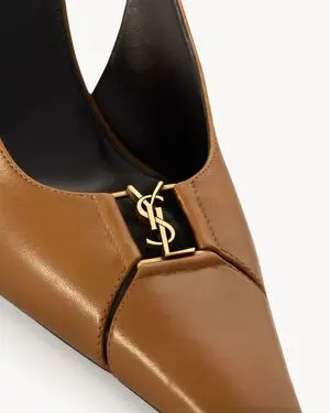 Saint Laurent Babylone Bretueil Slingback Pumps - Macadamia