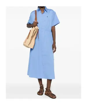 Ralph Lauren Polo Buttoned Drawstring Midi Dress