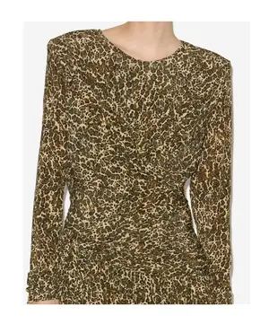 Isabel Marant Étoile Zeidi Leopard Print Long Sleeve Dress