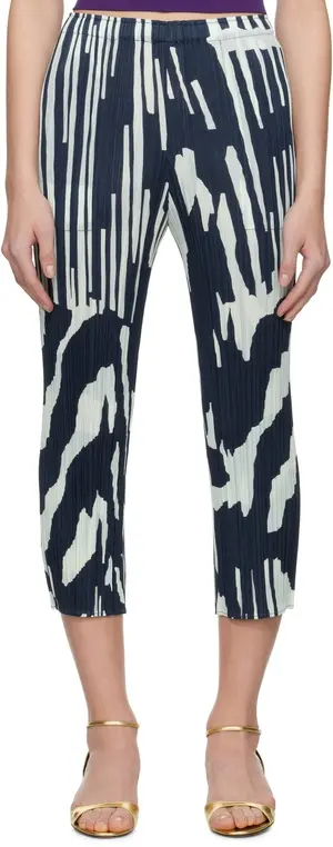 PLEATS PLEASE BY ISSEY MIYAKE Abstract Graphic Print Cropped Pants
