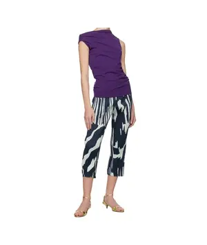 PLEATS PLEASE BY ISSEY MIYAKE Abstract Graphic Print Cropped Pants