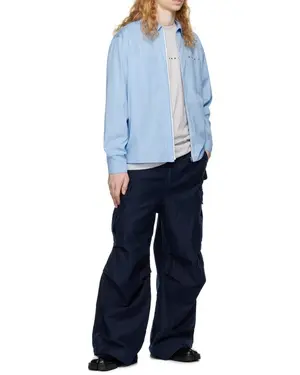 Marni Logo-printed Long-sleeved Zipped Shirt - Blue
