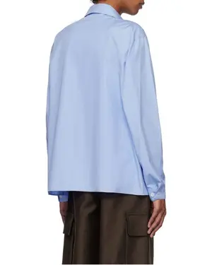 Marni Logo-printed Long-sleeved Zipped Shirt - Blue