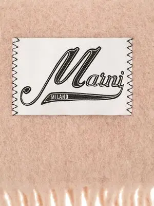 Marni Logo Patch Fringed Scarf - Pink