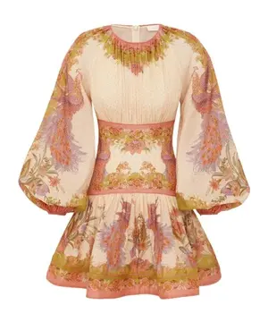 Zimmermann Indra Ruffled Short Dress - Nude