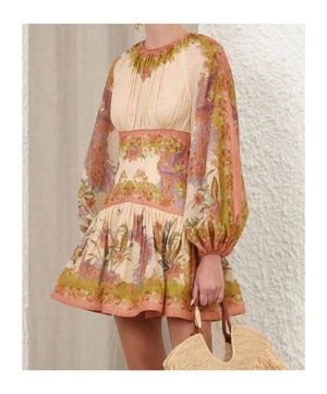 Zimmermann Indra Ruffled Short Dress - Nude