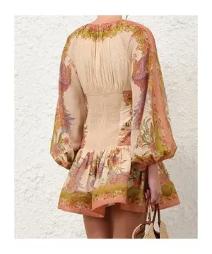 Zimmermann Indra Ruffled Short Dress - Nude