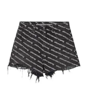 Alexander Wang Logo Print Denim Shorts - Black