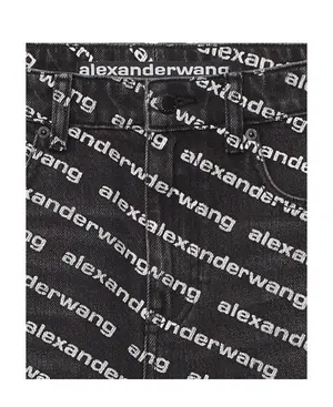Alexander Wang Logo Print Denim Shorts - Black