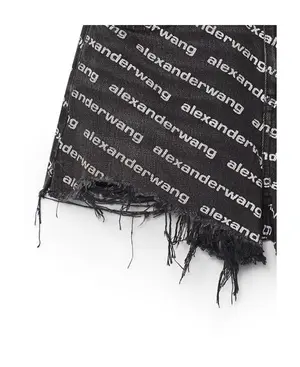 Alexander Wang Logo Print Denim Shorts - Black