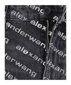 Alexander Wang Logo Print Denim Shorts - Black