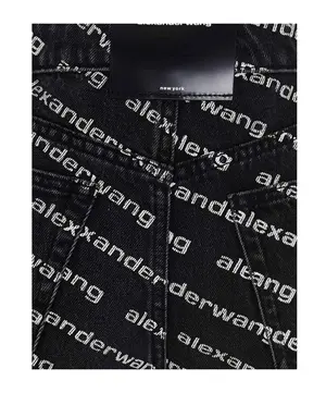 Alexander Wang Logo Print Denim Shorts - Black