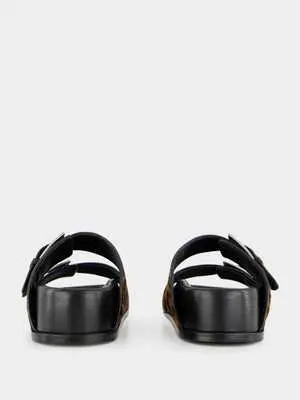 Paris Texas Leopard Print Flat Sandals With Buckle Closure