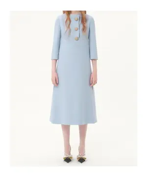 Valentino Garavani Crepe Couture Midi Dress With Jewel Button Detail